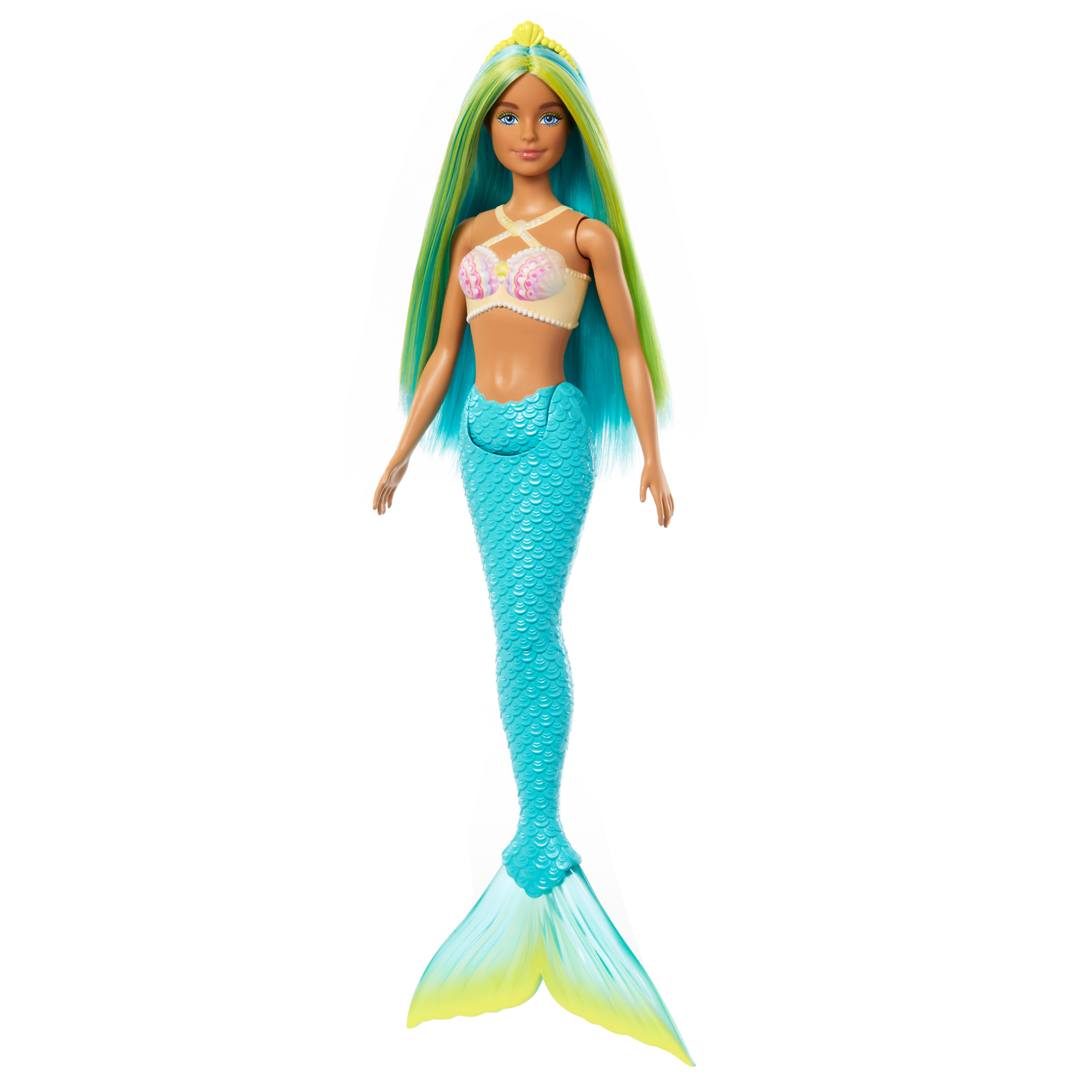 Кукла Mattel Barbie Русалка с бирюзовым хвостом и аксессуарами HRR03, голубой