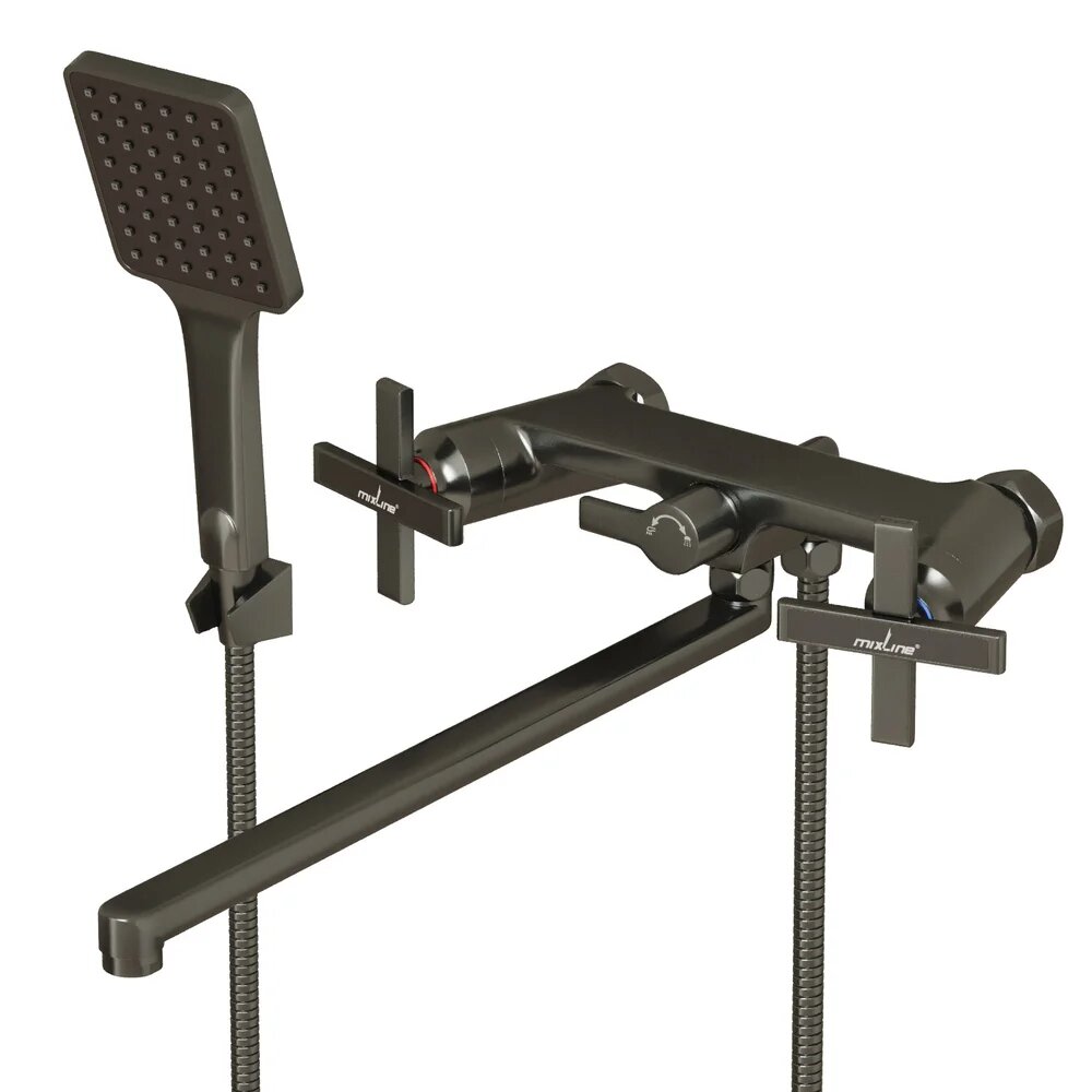Смеситель для ванны и раковины 1/2 керамический MIXLINE ML38-02 "Graphite" графит