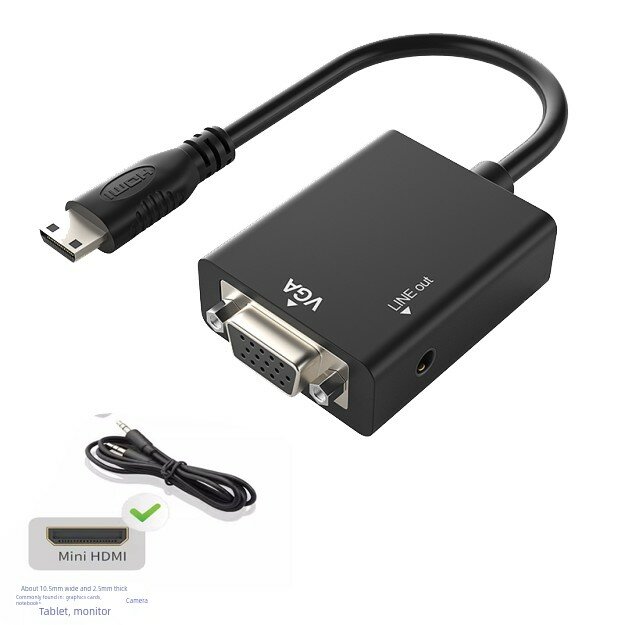 Кабель-конвертер Yuezhixin mini mini HDMI в VGA для передачи видео высокой четкости, micro microhdmi в VGA Mini