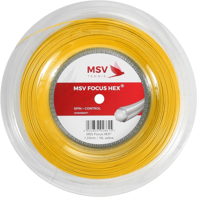 Теннисная струна MSV Focus Hex 1.23мм желтый (нарезка 12 метров)