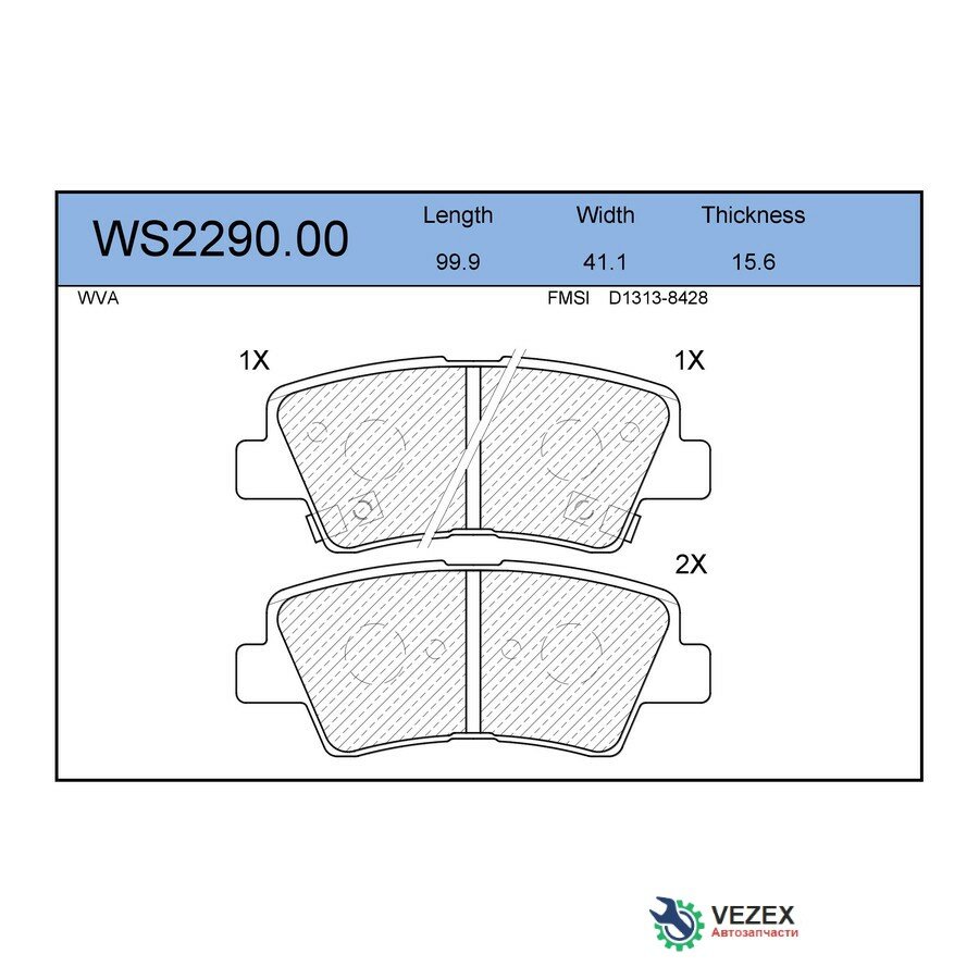 JEENICE WS229000 Колодки тормозные дисковые | зад | HYUNDAI ACCENT IV Saloon (RB) 1.6 11.2010 - <=> KIA RIO III Saloon (UB) 1.6 CVVT 06.2012 -