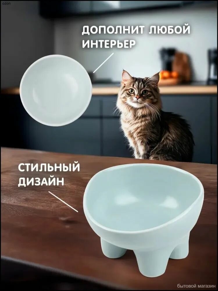 Миска для кошек и собак пластиковая на ножках (универсальная для кошек и собак), 0,25 л