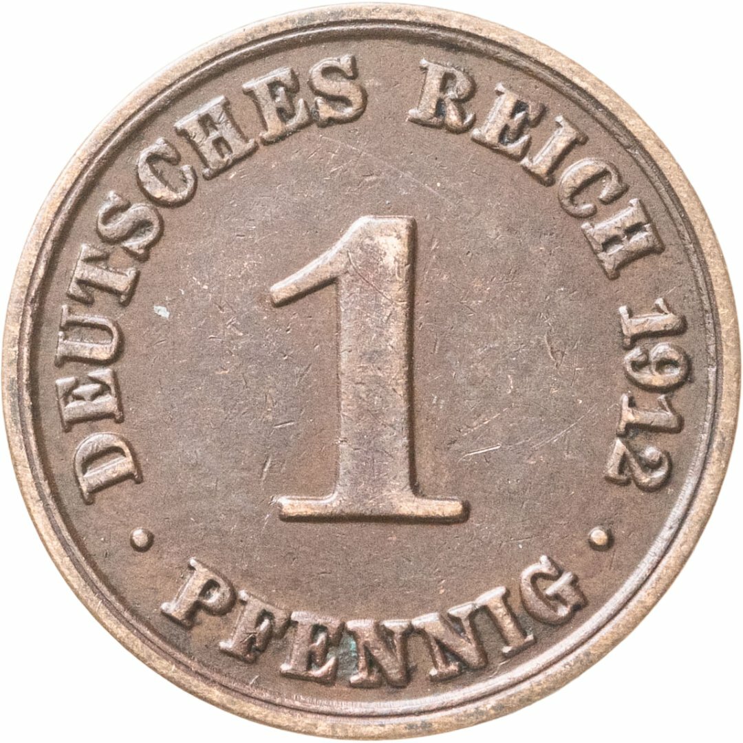 Германия 1 пфенниг 1912 "А", Медь, в сохранности XF