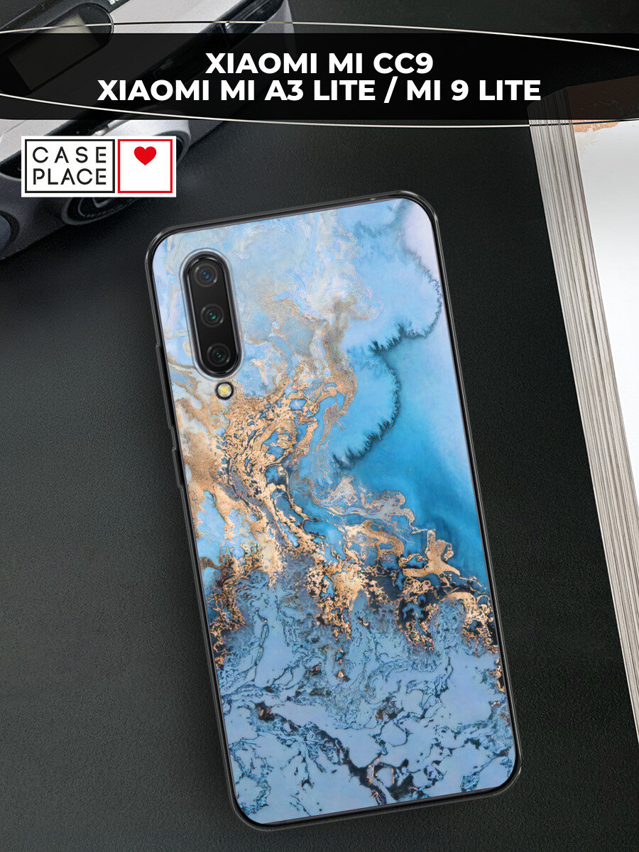 Чехол на Xiaomi Mi CC9 / Сяоми Ми СС9 с принтом Морозная лавина синяя
