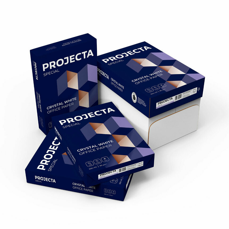 Бумага офисная большого формата (297х420), А3, 80 г/м2, 500 л, марка В, PROJECTA SPECIAL, Россия, 153% (CIE), 114747