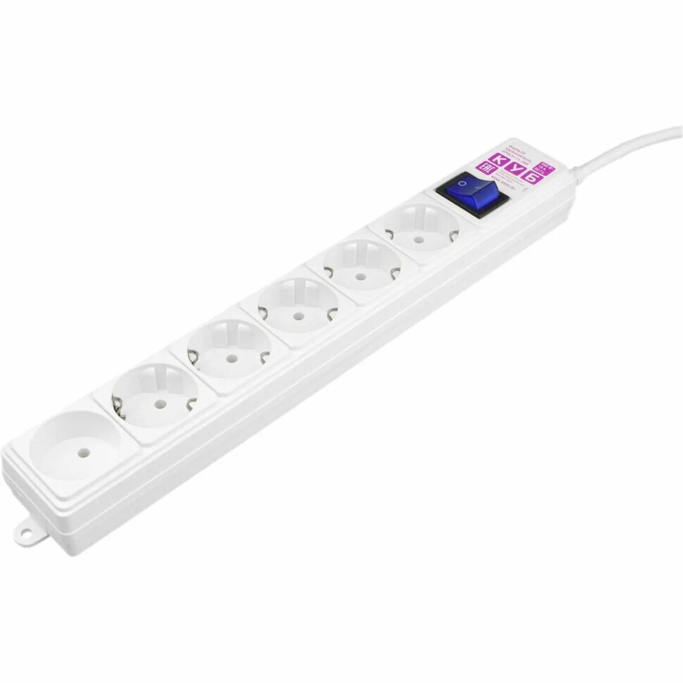 Сетевой фильтр Power Cube 5м, 6р белый 16А/3,5кВт (3x1,5)(SPG6-А2), 1669889