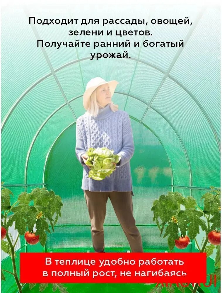Парник, теплица арочная wenshi_mfoxmk3gfutx0564 3х2х2м, Полиэстер с ПВХ покрытием