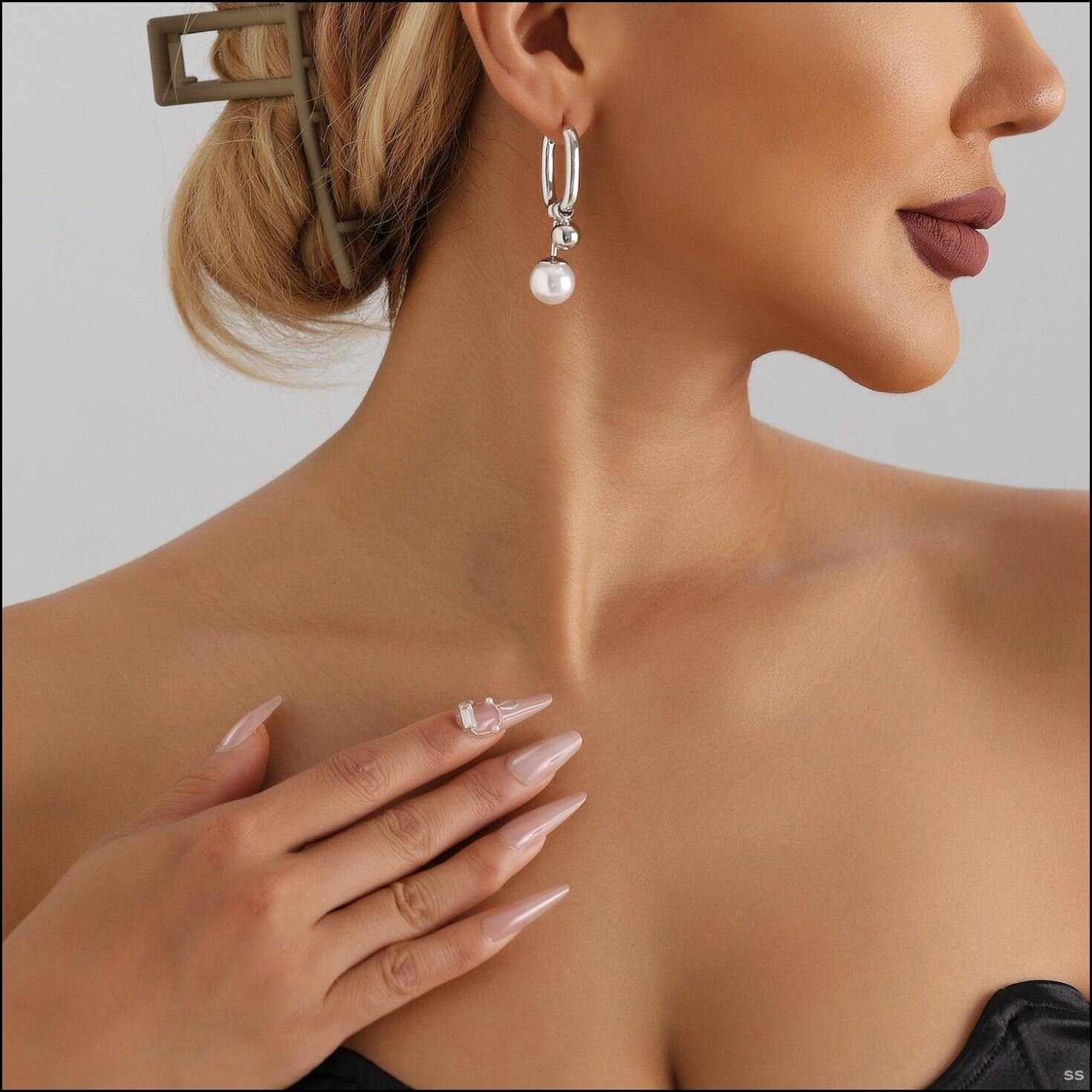 Подвеска для серег, пластик, авантюрин, белый — фото 1