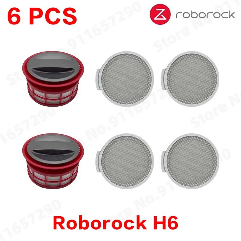 6 шт. Фильтры для Roborock H6, Красный, Set 2