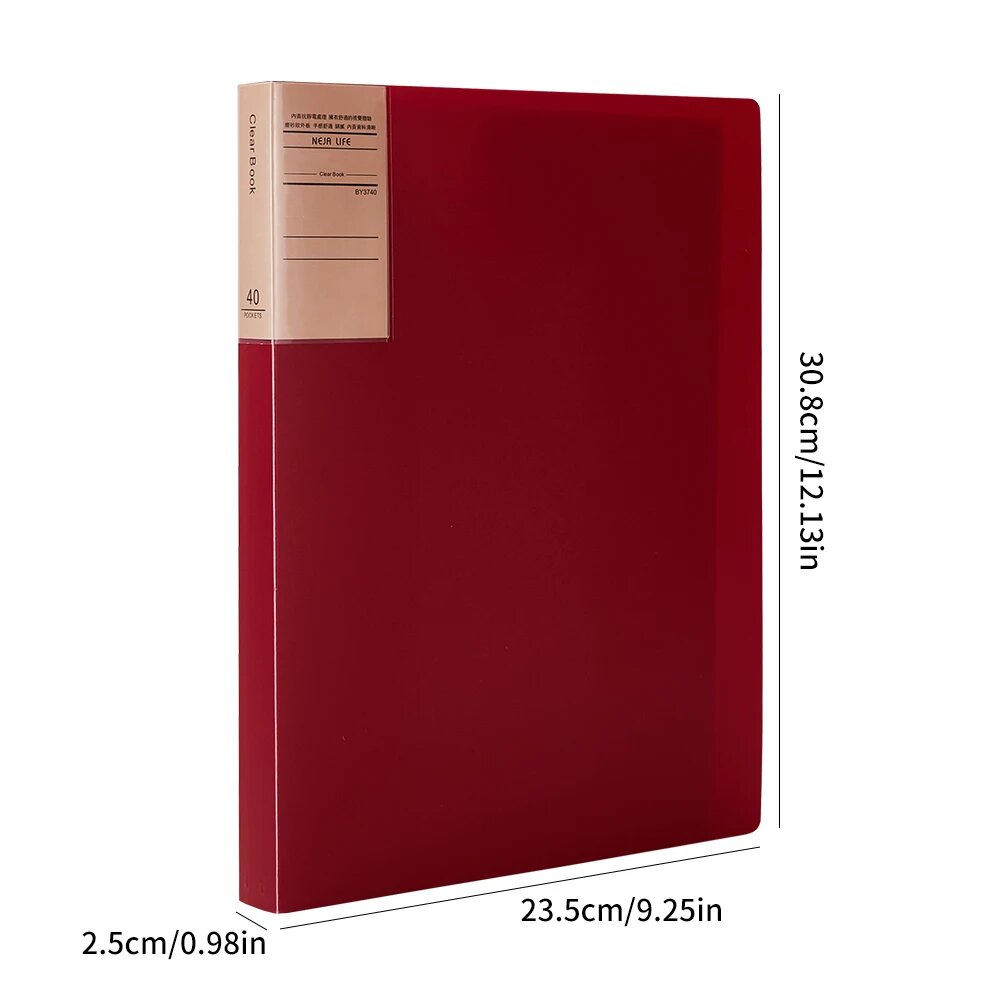 Винтаж папка для документов PВХ Красный, 1pcs-red-40pages