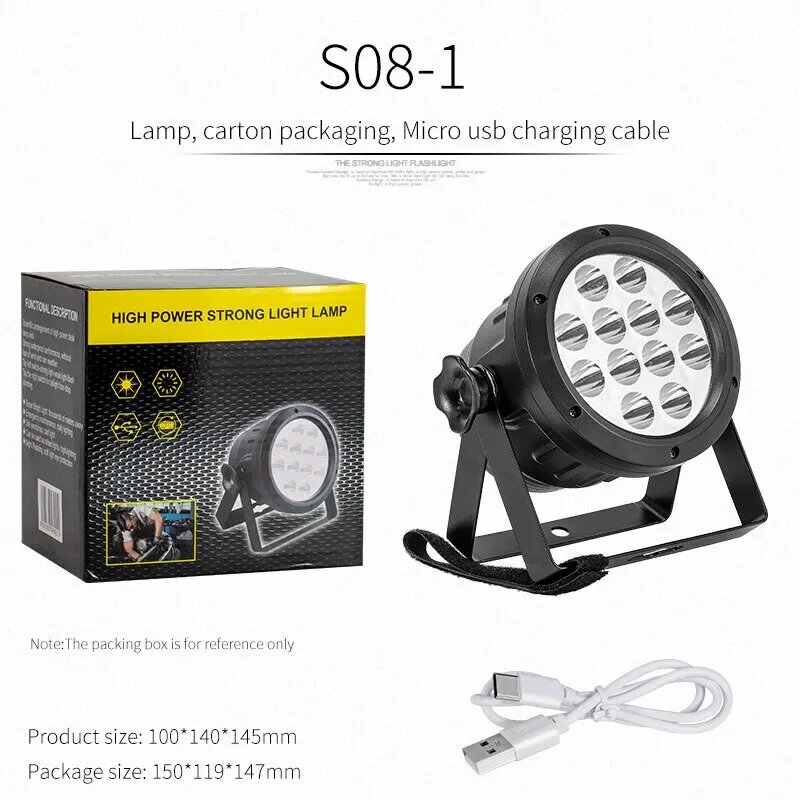 Портативный прожектор E－SMARTER S08-1 12 LED wick