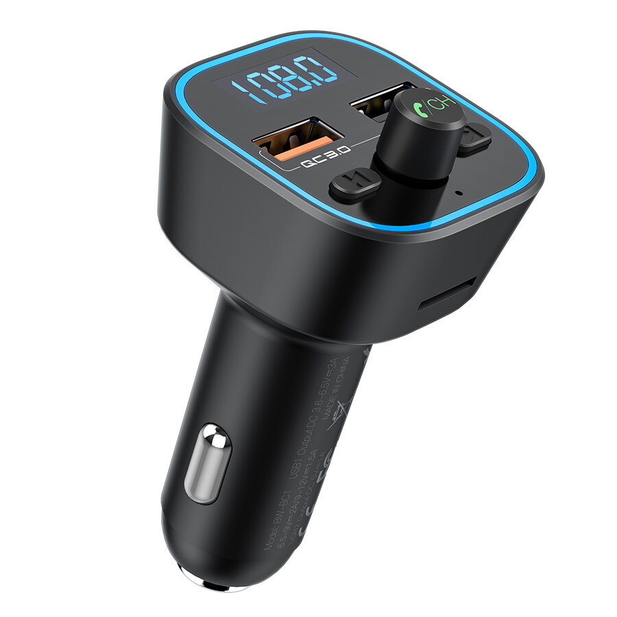 Автомобильный FM-передатчик BlitzWolf BW-BC1 Car Bluetooth V5.0 FM Transmitter Black