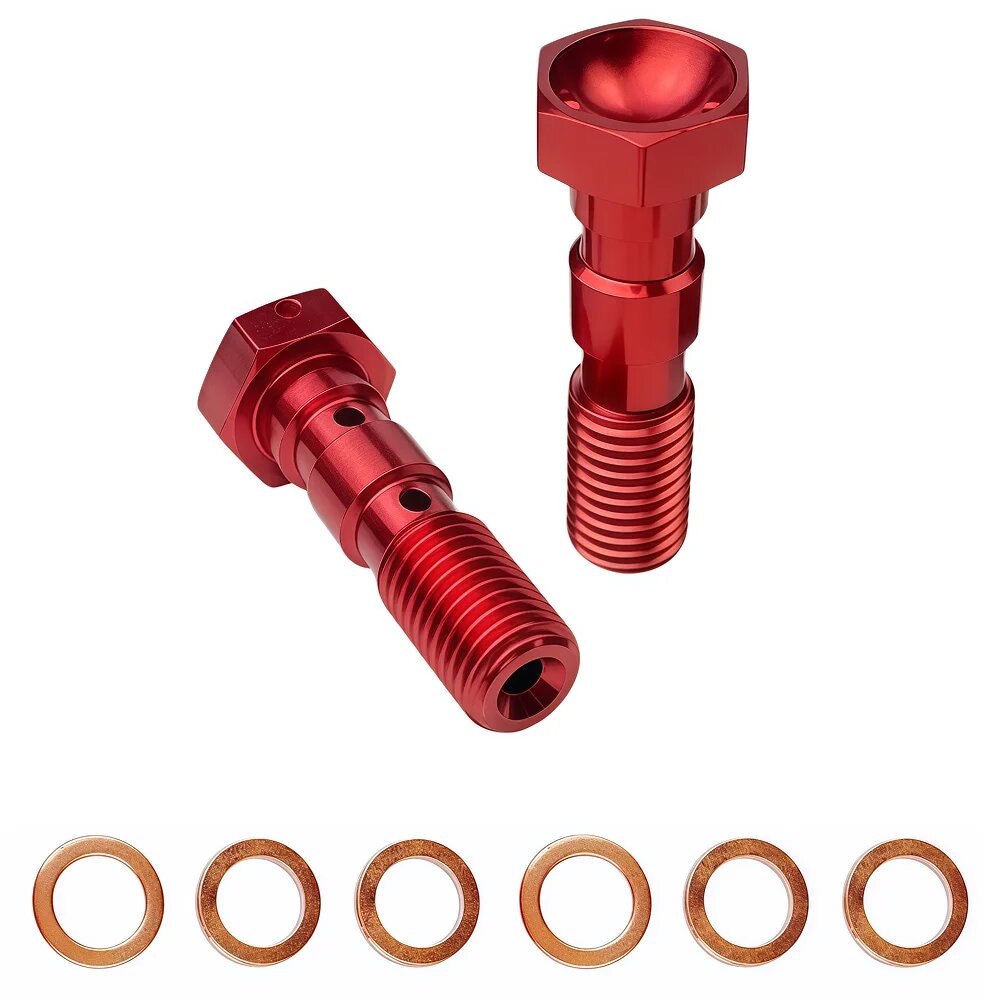 Красный мото банджо болт M10x1.25 Dual