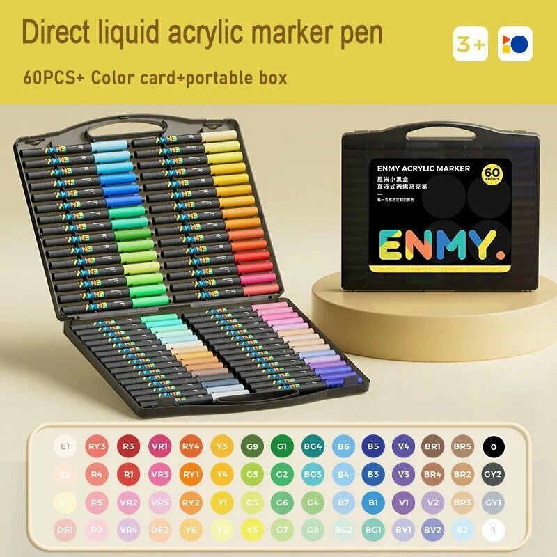 Маркеры акриловые ENMY 60 цветов с кейсом