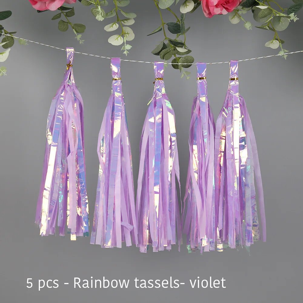 Гирлянды из тканевых кисточек parehope розового золота для праздника rainbow-violet-5pcs