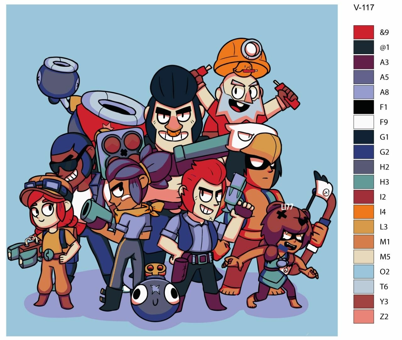 Картина по номерам V-117 "Игра Brawl Stars (Бравл Старс) персонажи" 40х40