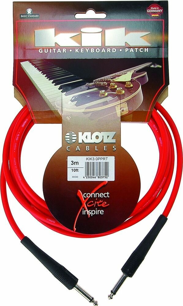 Инструментальный кабель Klotz KIK3.0PPRT Jack 6.3 (M) Jack 6.3 (M), 3 м