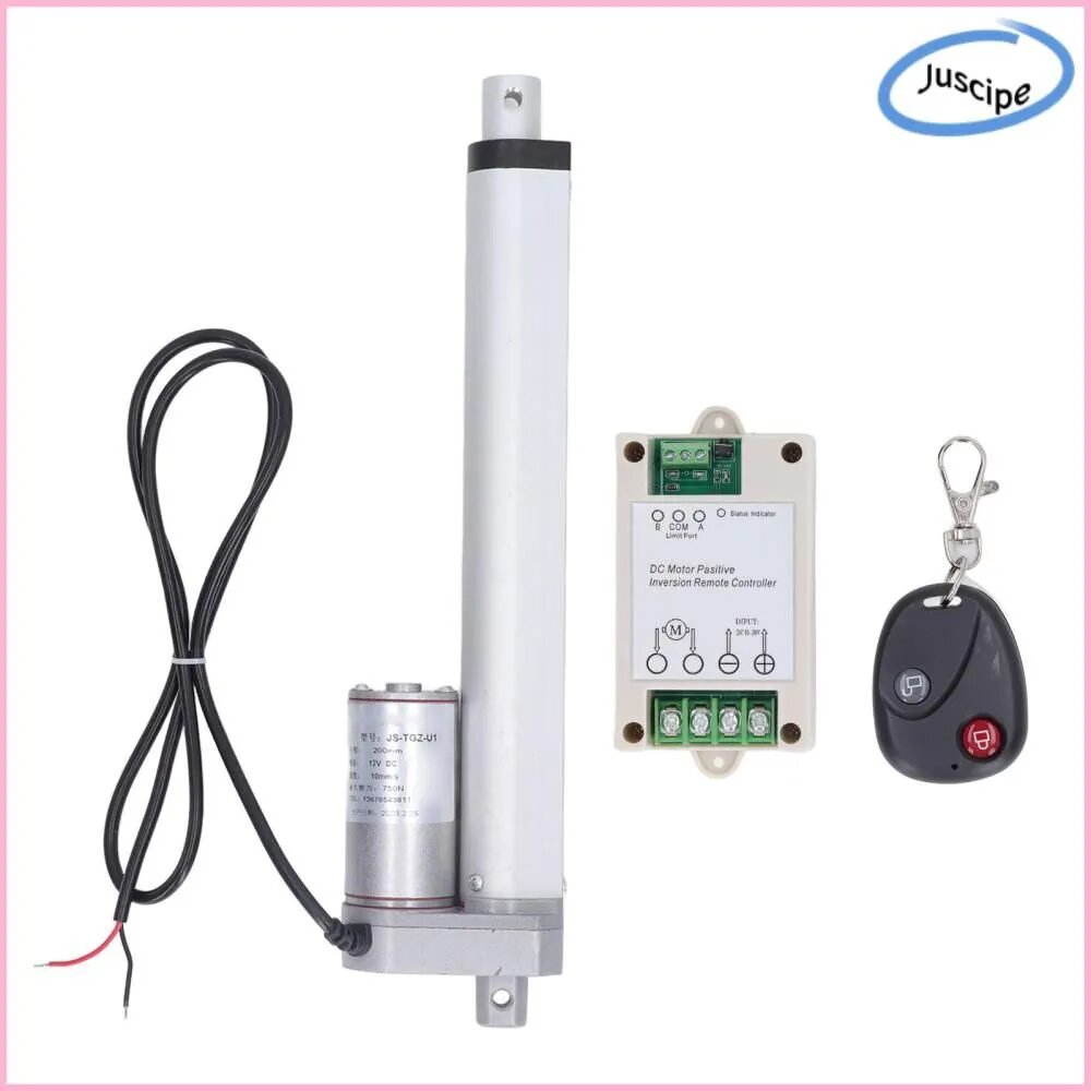 Толкатель JS-TGZ-U1 200 мм/12V/750N (белый + пульт дистанционного управления)