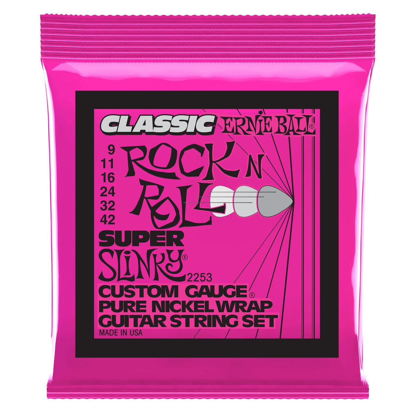 Струны для электрогитары Ernie Ball 2253 Classic Pure Nickel Super Slinky 9-42
