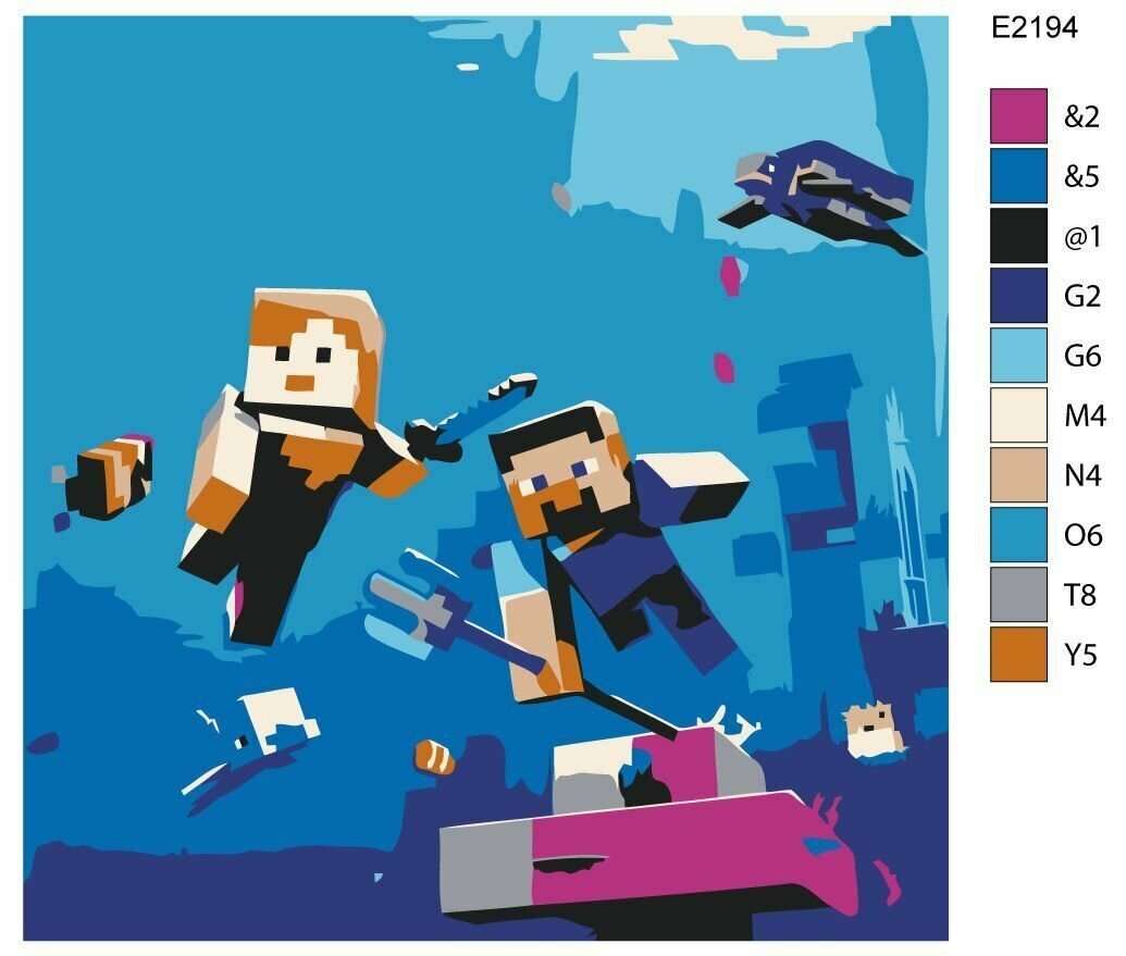 Детская картина по номерам E2194 "Игра Minecraft (Майнкрафт)" 30x30