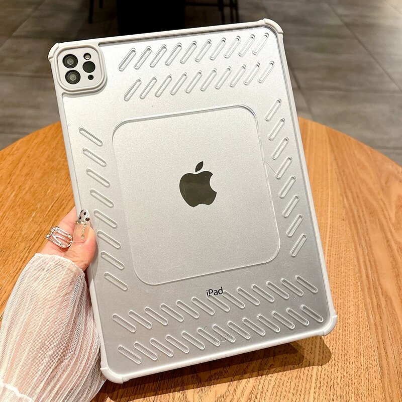 Защитный чехол для iPad Air 8 2026 13 дюймов M4 с перфорированным охлаждением и закаленным стеклом - Серый