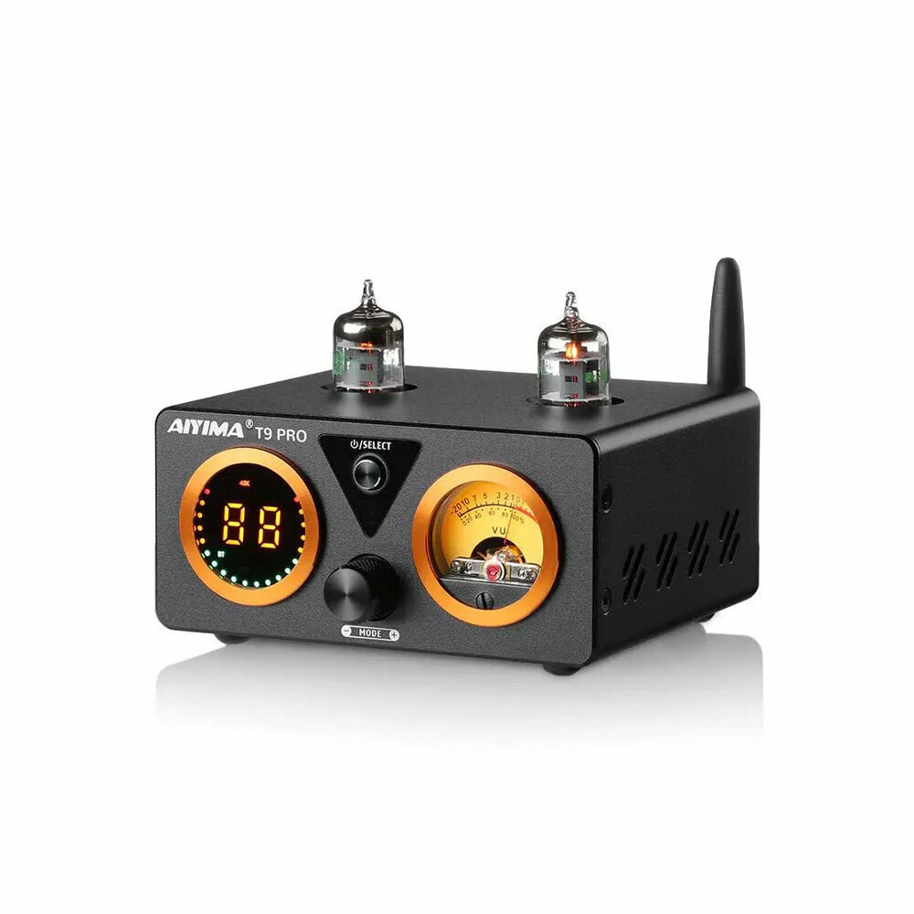 Усилитель мощности Aiyima T9 PRO, Bluetooth, 100Вт, ламповый, чёрный