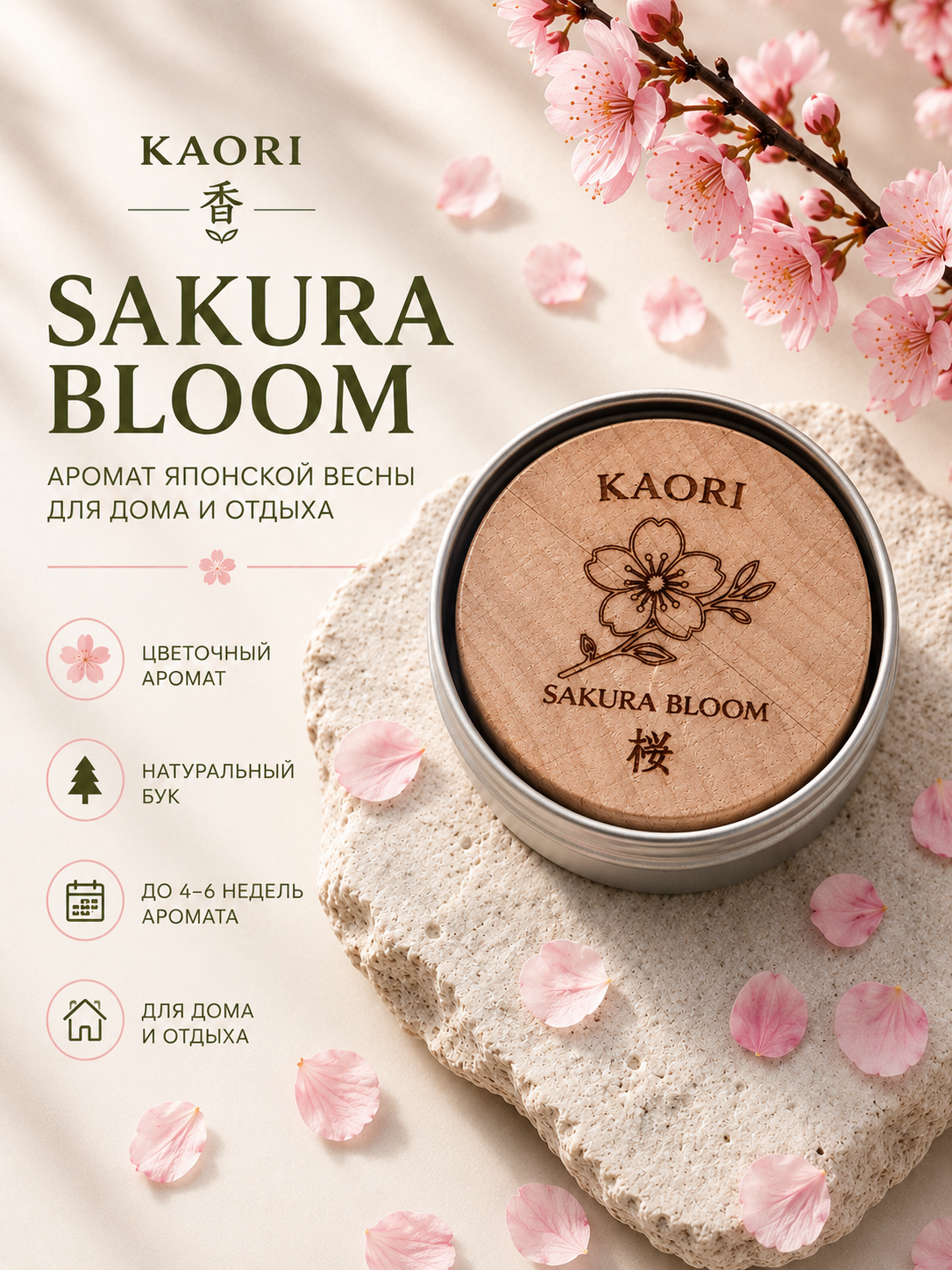 Ароматический диск KAORI с эфирными маслами. Аромат цветущей сакуры