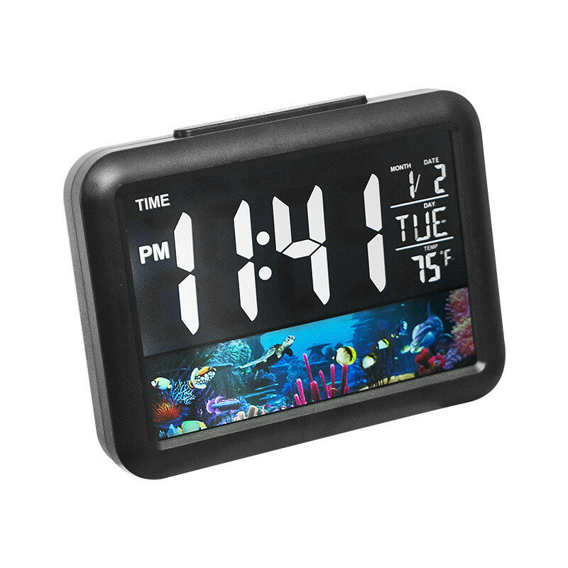 Kids bedside alarm clock with lcd screen night light and 24 hour time display for bedroom turtle