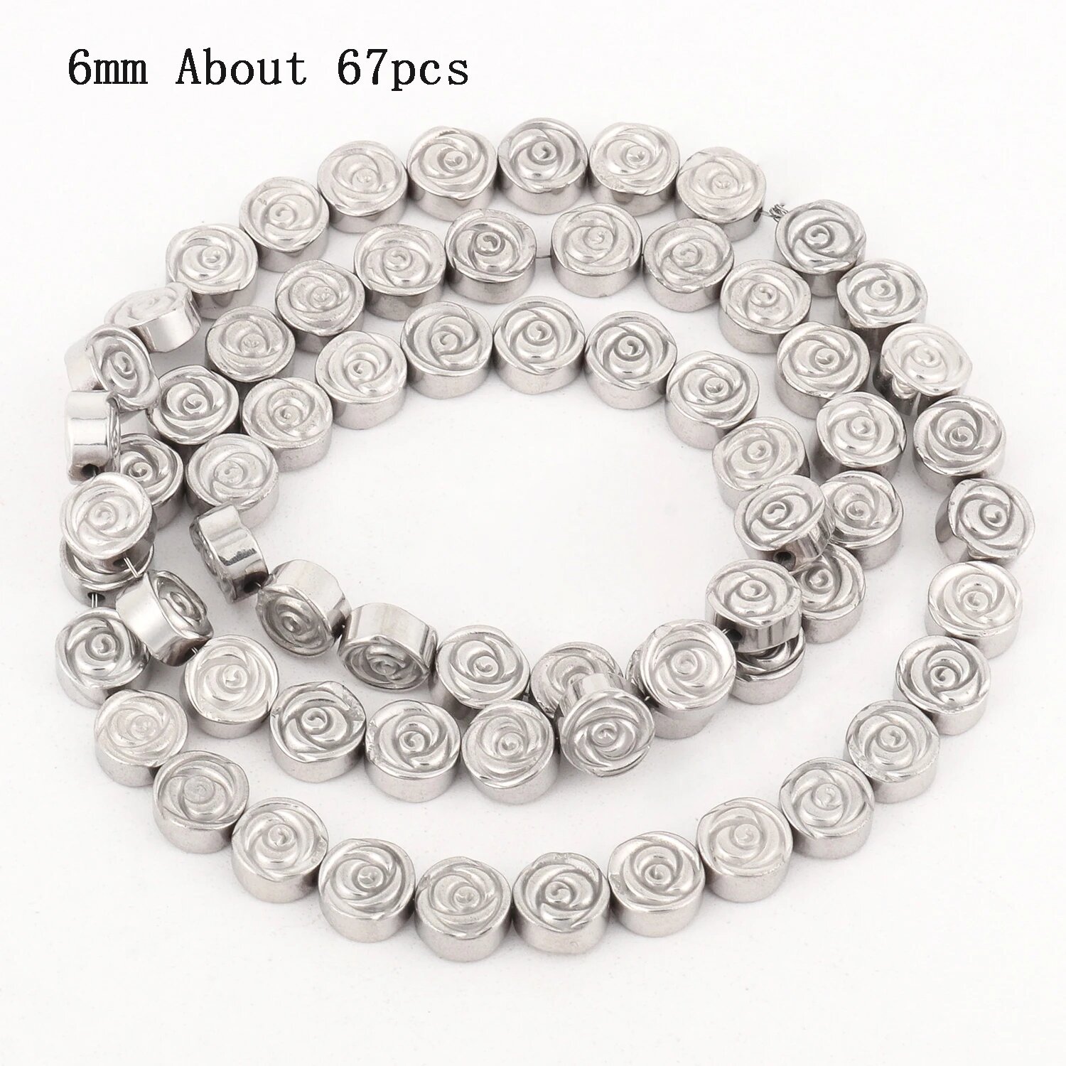Гематитовые бусины для браслета TTUIJI Серый, style18-6mm