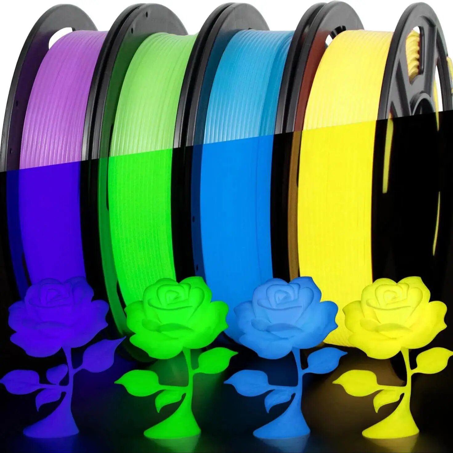 Филамент TPU Glow 4цвета 1.75мм, набор 4шт