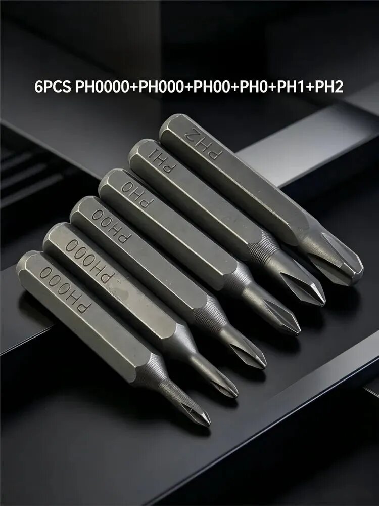 Биты для крестовой отвёртки H4 28 мм PH0000 PH000 PH00 PH0 PH1 PH2, шестигранный хвостовик 4 мм