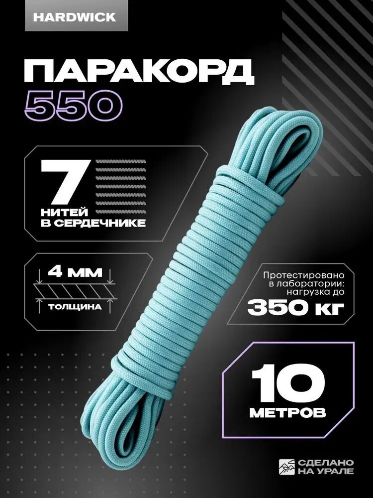 Веревка туристическая 4мм, паракорд 550 мята (mint), 10м