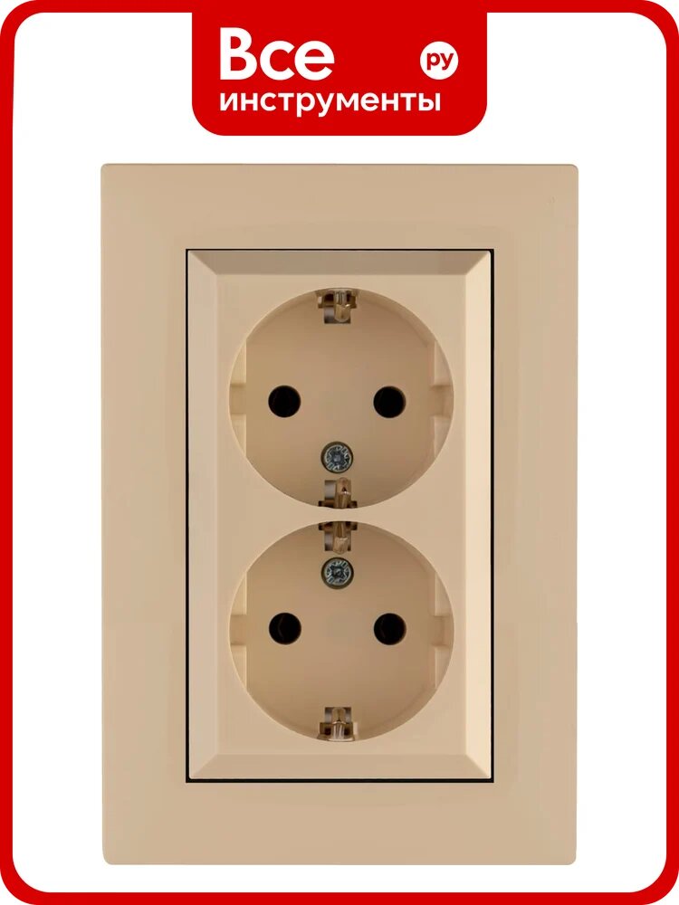 Розетка MAKEL 2-я с заземлением СП KAREA RIZZ 16А IP20 крем. 88010082, 16 А, надежное