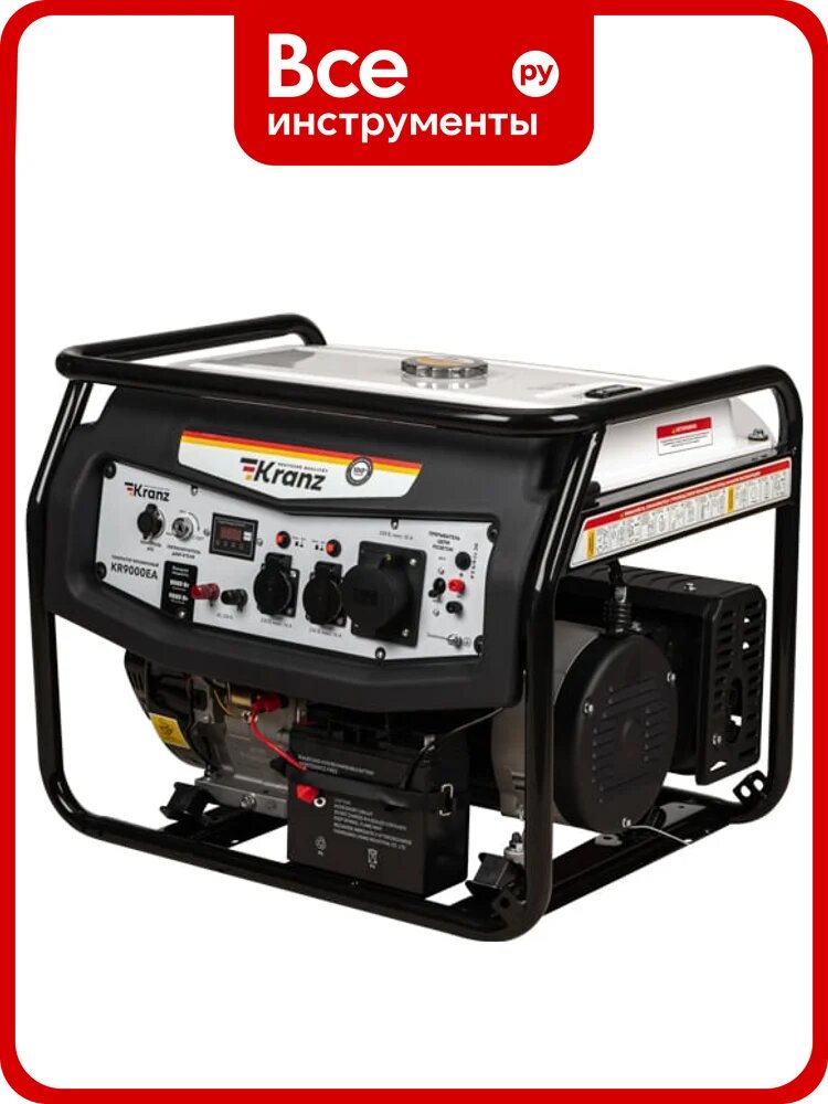 Бензиновый генератор KRANZ KR9000EA 9,0 кВт, 230 В, 25 л, коннектор автоматики, электростартер KR-16-1138