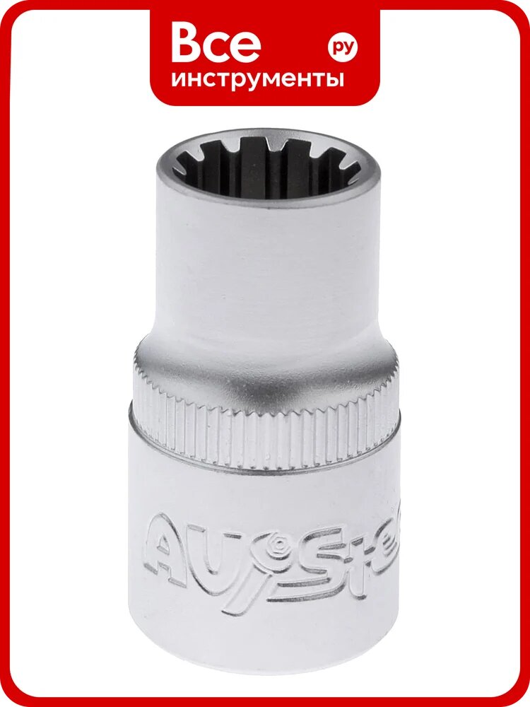 Головка SPLINE (12 мм; 1/2DR) AV Steel AV-522012, двенадцатигранный наконечник, с подпружиненным шариком, сталь