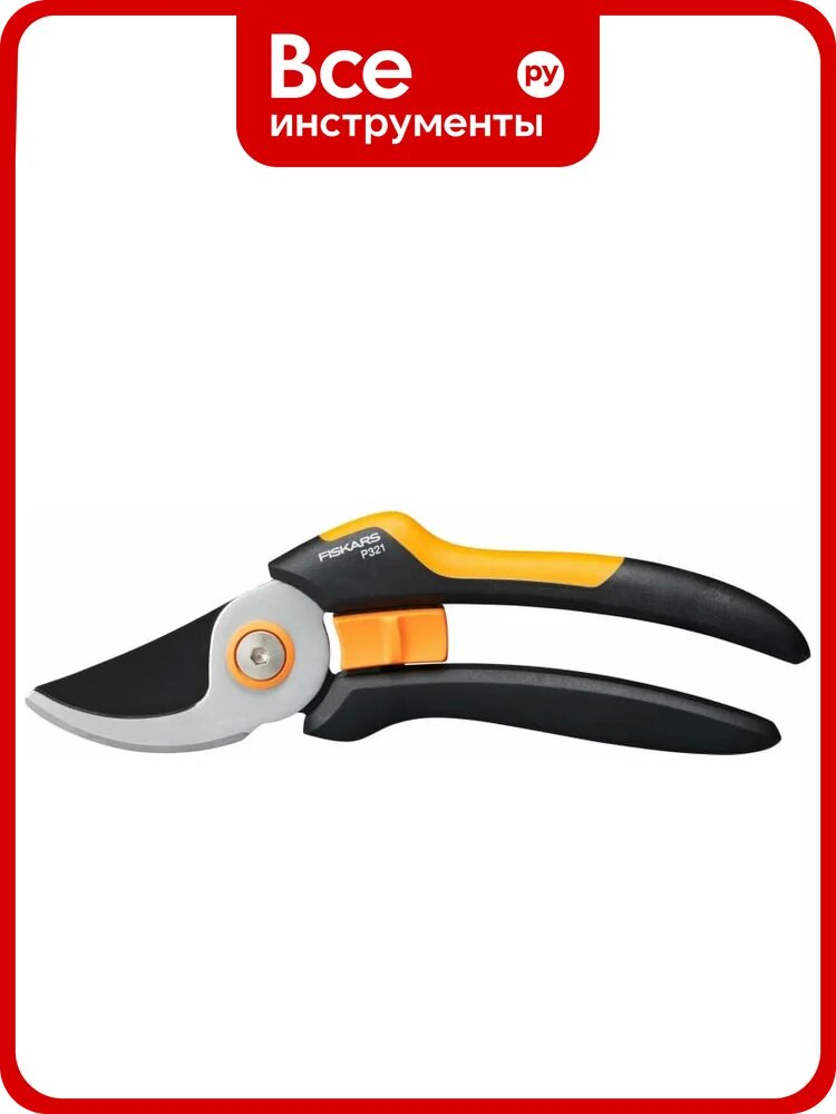 Плоскостной секатор Fiskars Solid P321, сталь, антифрикционное покрытие, FiberComp, 20мм