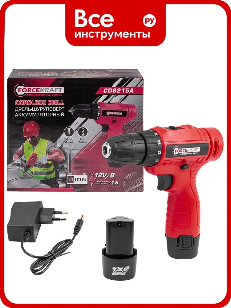 Дрель-шуруповерт аккумуляторная FORCEKRAFT FK-CD6215A(64833)