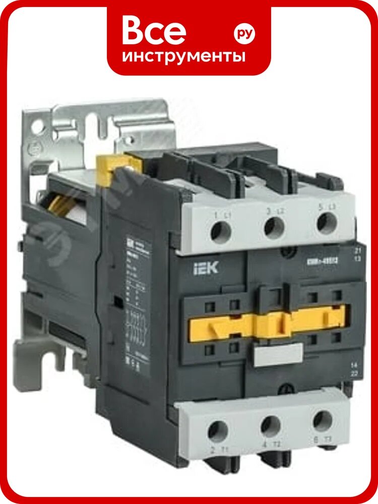 Контактор IEK КМИ-49512, 95А, 400В, 1НО;1НЗ, ИЭК, KKM41-095-400-11, модульный тип, трехполюсный, нереверсивный