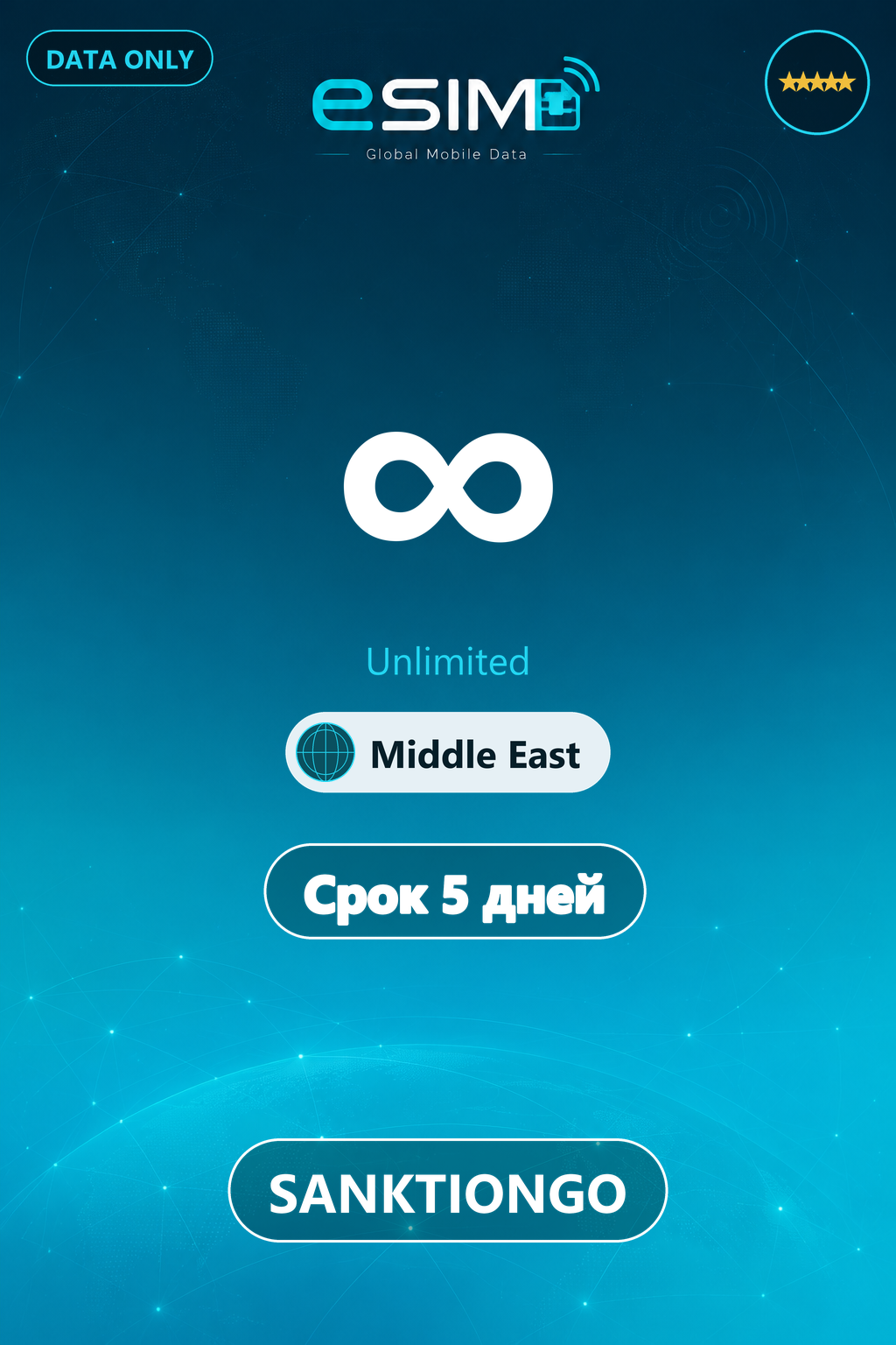 ESIM Ближний Восток — безлимит интернета на 5 дней, туристическая сим-карта для интернета в поездках
