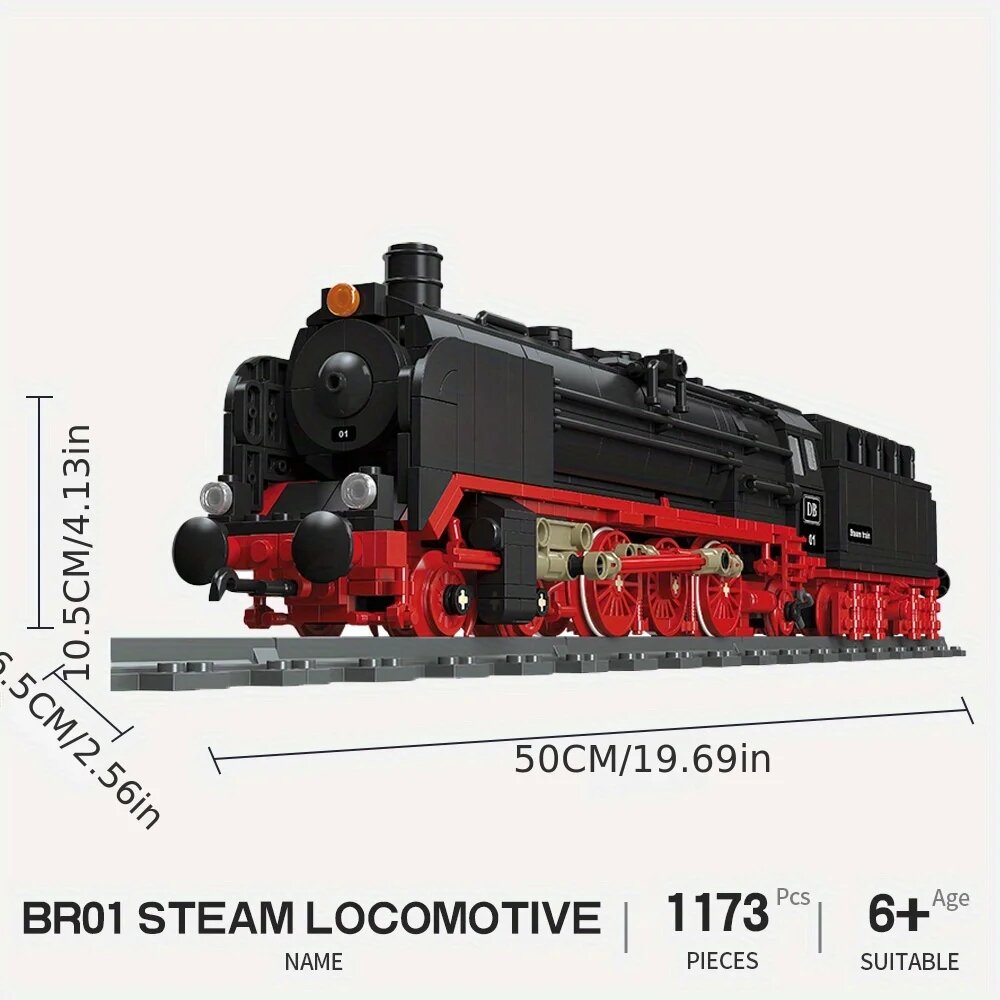 BR01 Паровоз-конструктор, 1173 деталей, черный