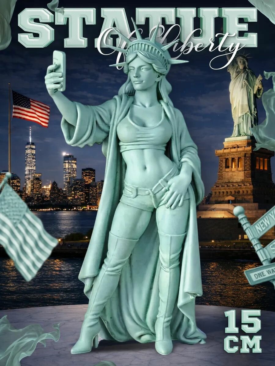 Статуэтка настольная декор Статуя Свободы Statue Of Liberty PLA 3D 15 см