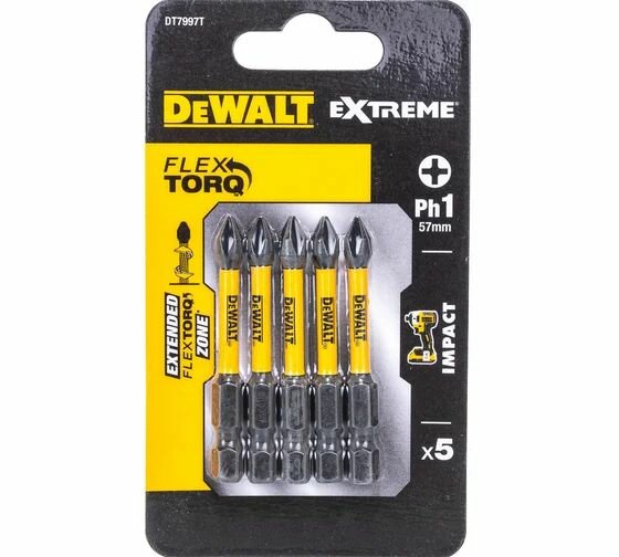 Бита DeWalt Ph1, 57мм, 5шт. DT7997T