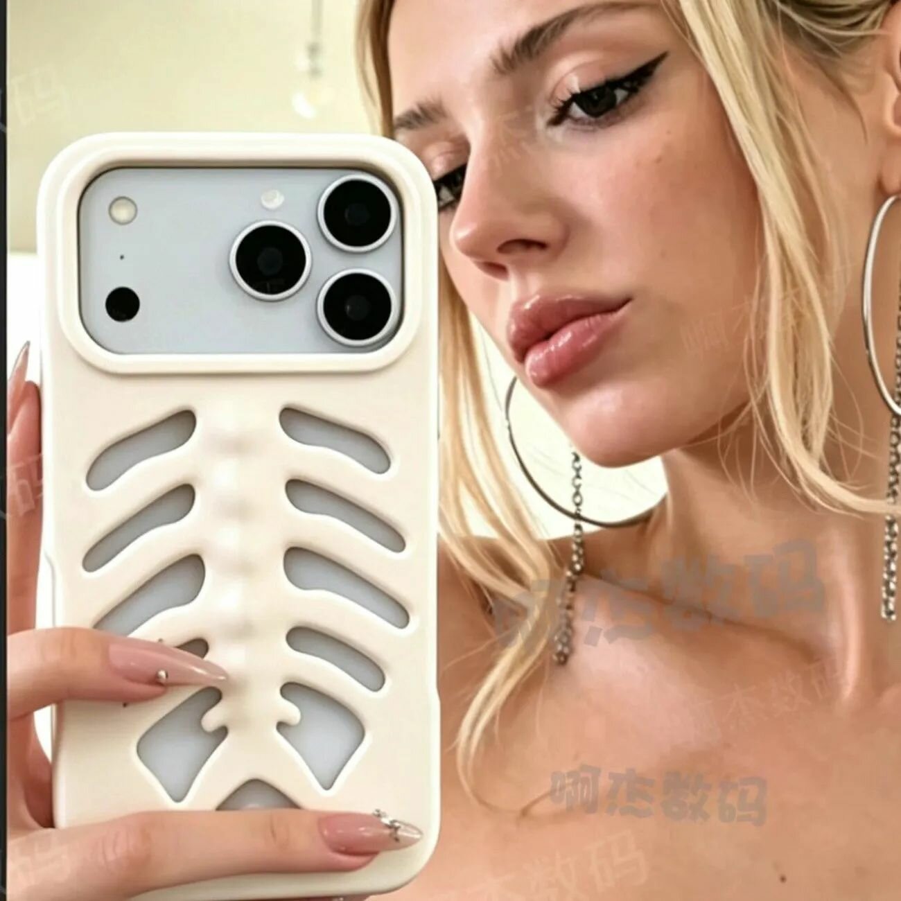 Чехол для iPhone с перфорированным рисунком рыбьего скелета, мягкий силикон, противоскользящий