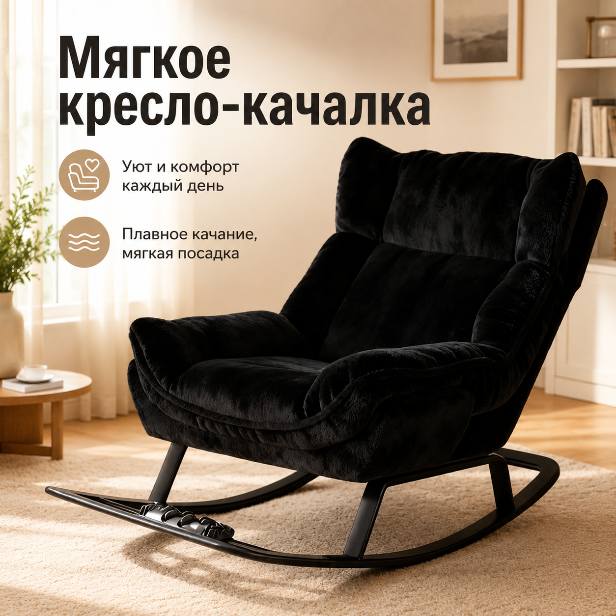 Кресло-качалка "Релакс", без подлокотников, бежевое, 130х80х50 см