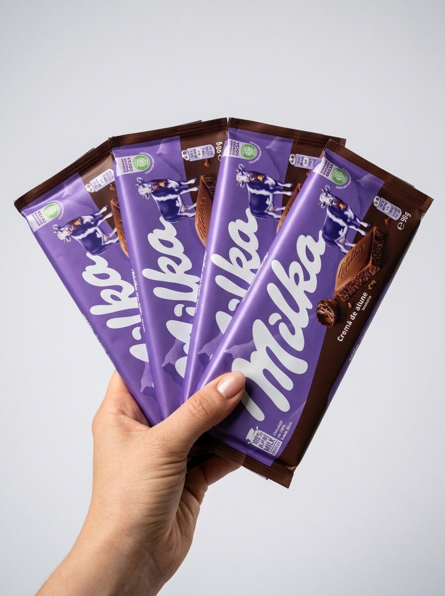 Шоколад Milka Crema De Alune, крем из фундука, 4 штуки по 90 г, импорт из Европы