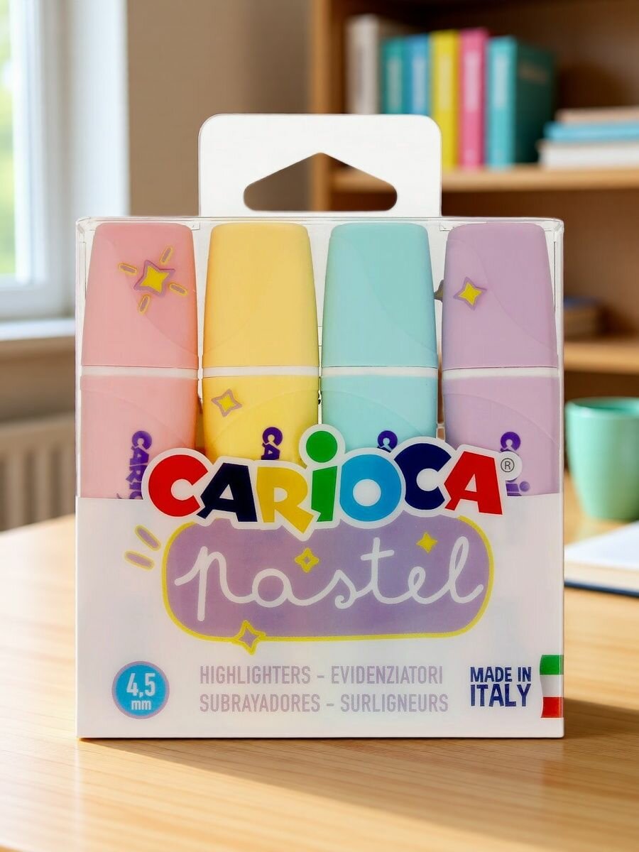 CARIOCA набор маркеров текстовыделителей Pastel 2 мм перо круглое, 4 цвета 43167