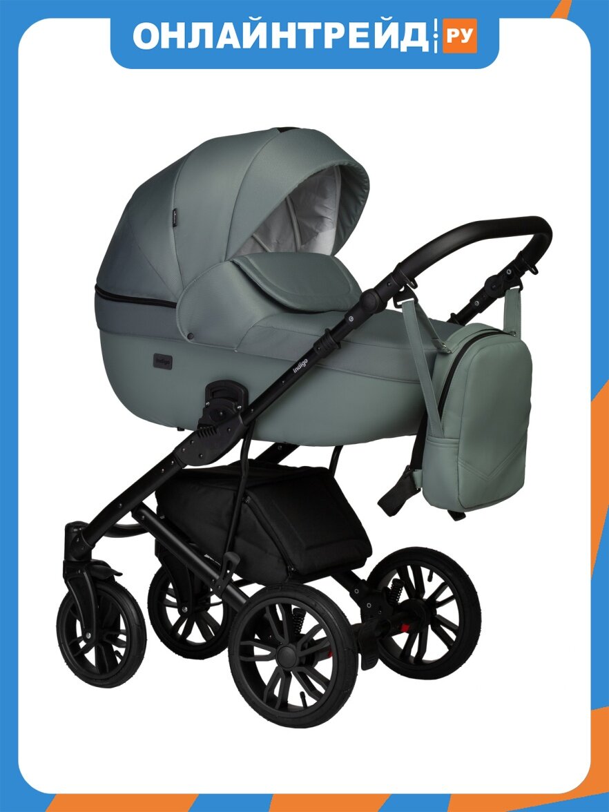 Коляска 2 в 1 Indigo MIO S 07 шалфей кожа+шалфей