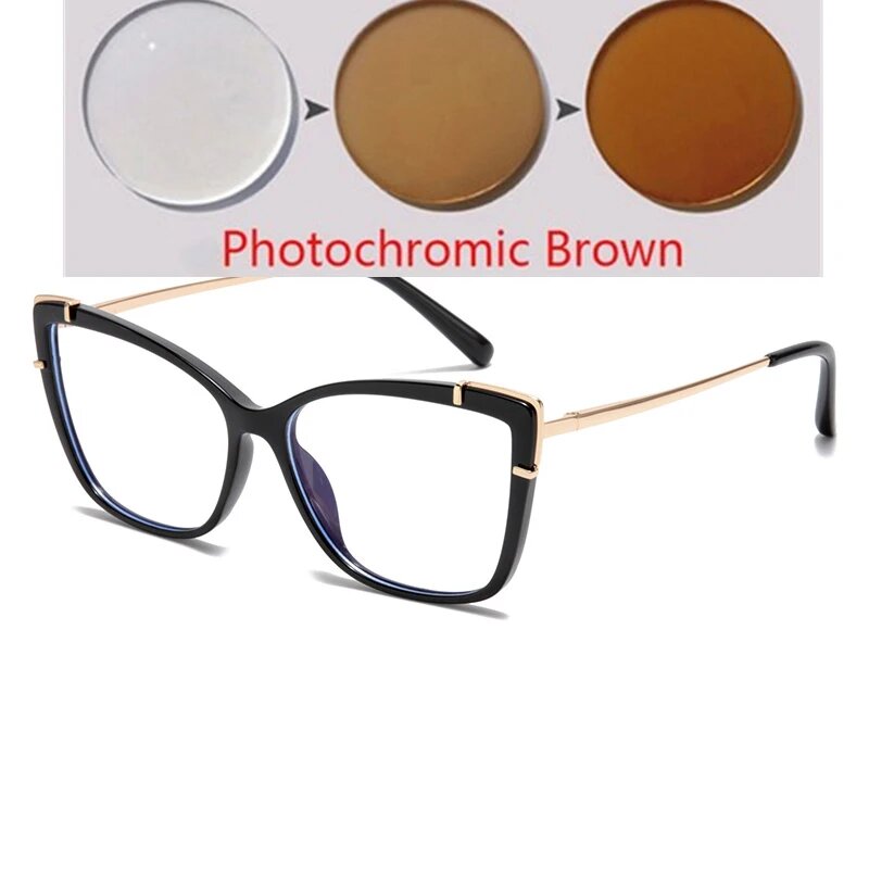 Фотохромные очки GSBJXZ для близорукости Photochromic Gray C4, Коричневый, Custom Prescription