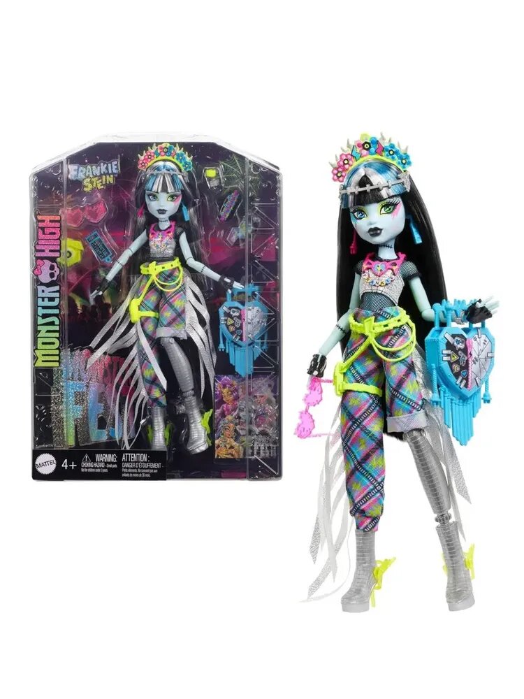 Кукла Mattel Monster High Фрэнки Штейн с фестивальным нарядом, постером группы и аксессуарами, HXH79