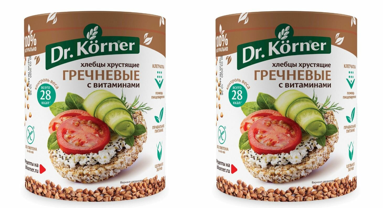 Dr. Korner Хлебцы Гречневые с витаминами, 100 г, 2 шт